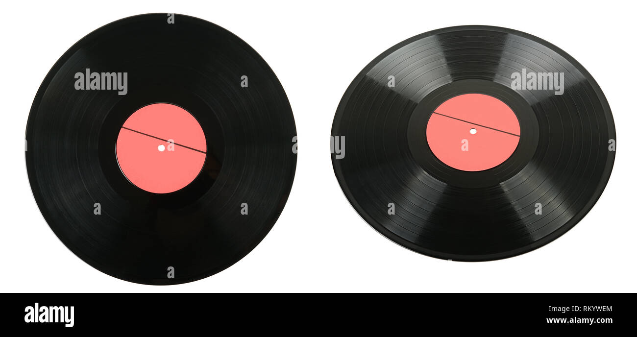 Set vinyl discs with different camera angles isolated on white ...