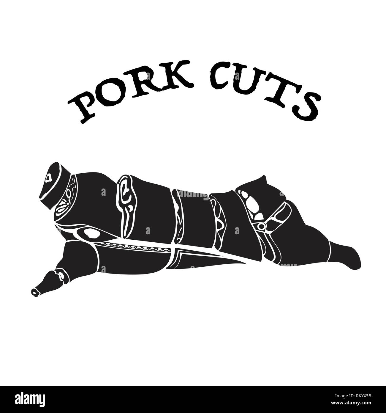 Pork cuts icon on white background for graphic and web design, Modern ...