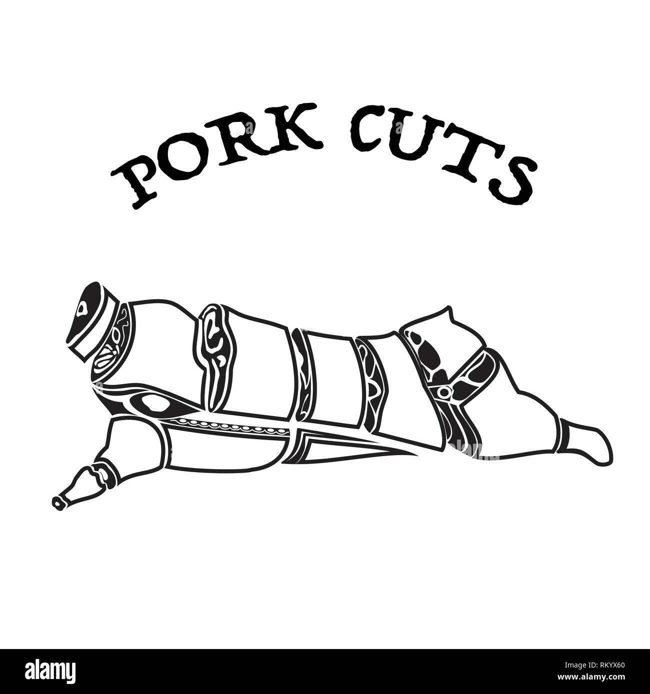Pork cuts icon on white background for graphic and web design, Modern ...
