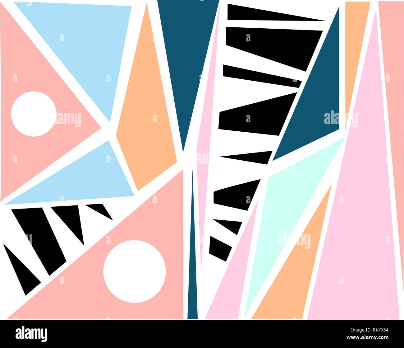 fashionable background set of geometric elements of memphis cards Stock ...