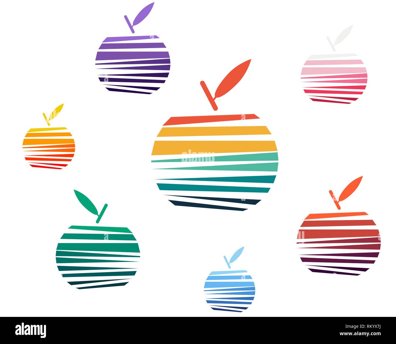 colored fruit vector logo Apple symbol on white background Stock Vector ...