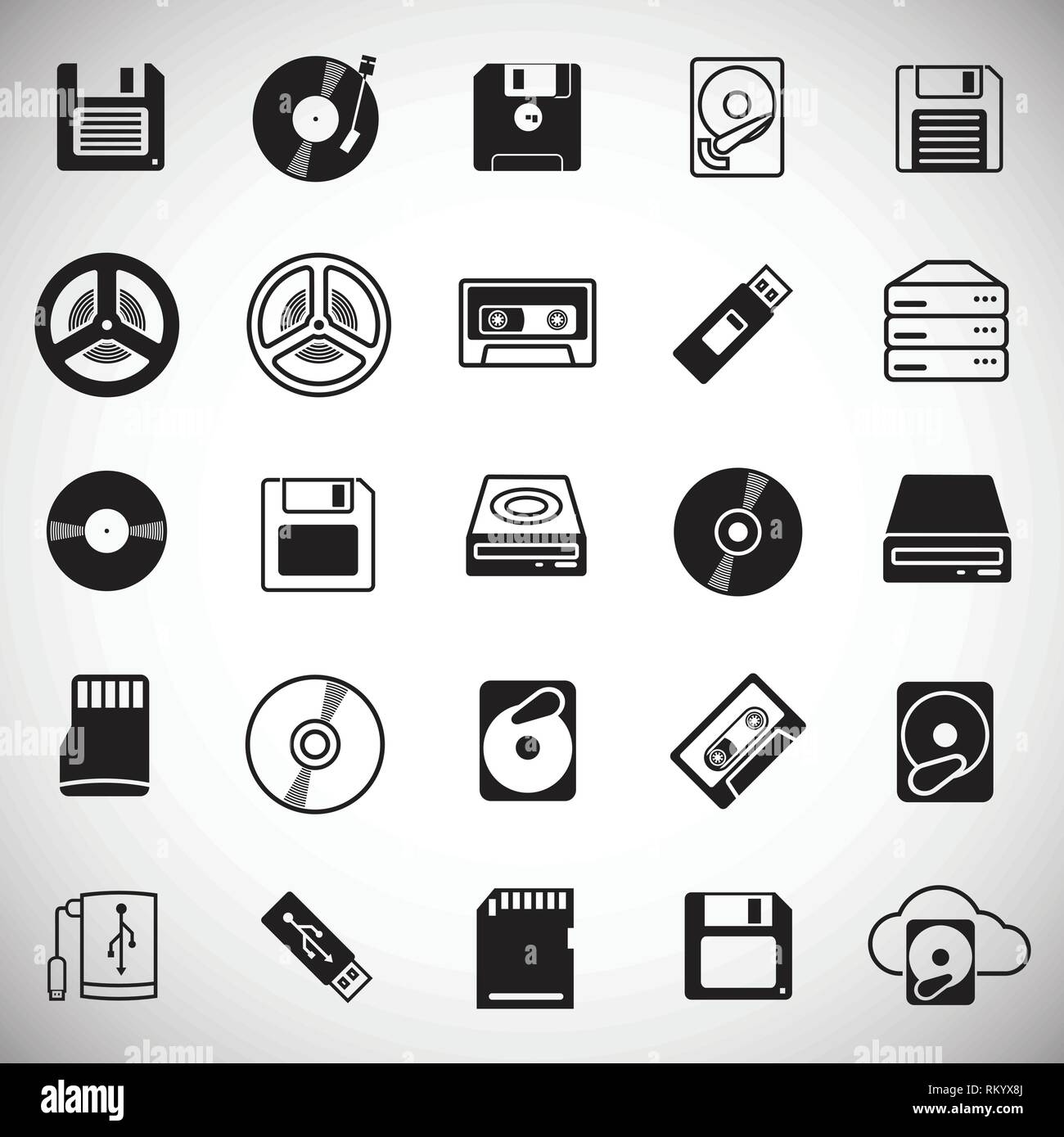 Data device icons set on white background for graphic and web design ...