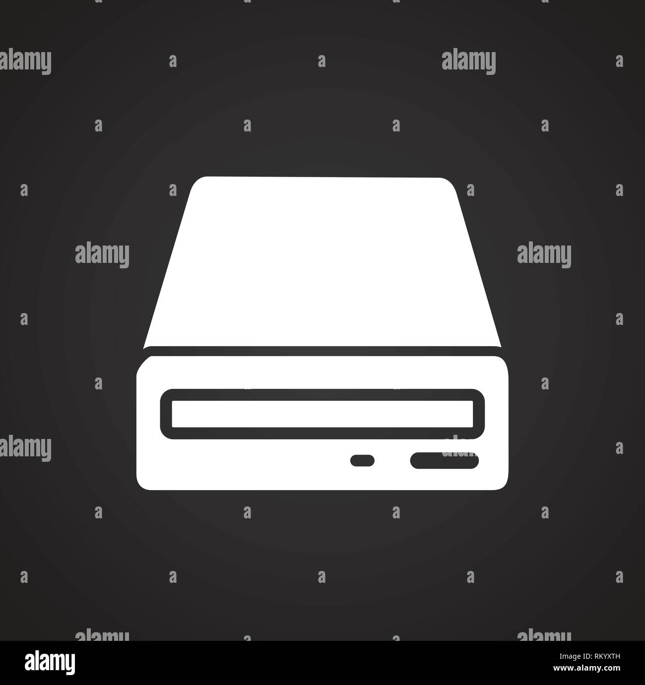 Data storage device icon on black background for graphic and web design ...