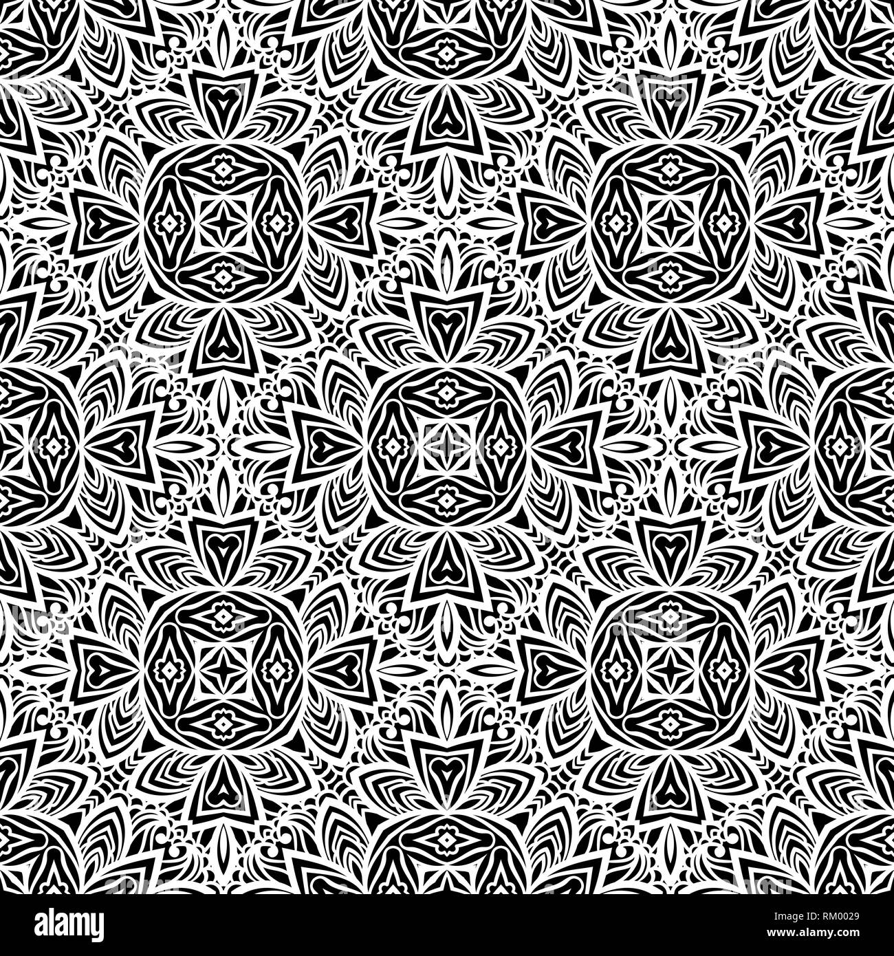Seamless pattern in Moroccan style mosaic tile. Islamic monochrome ...