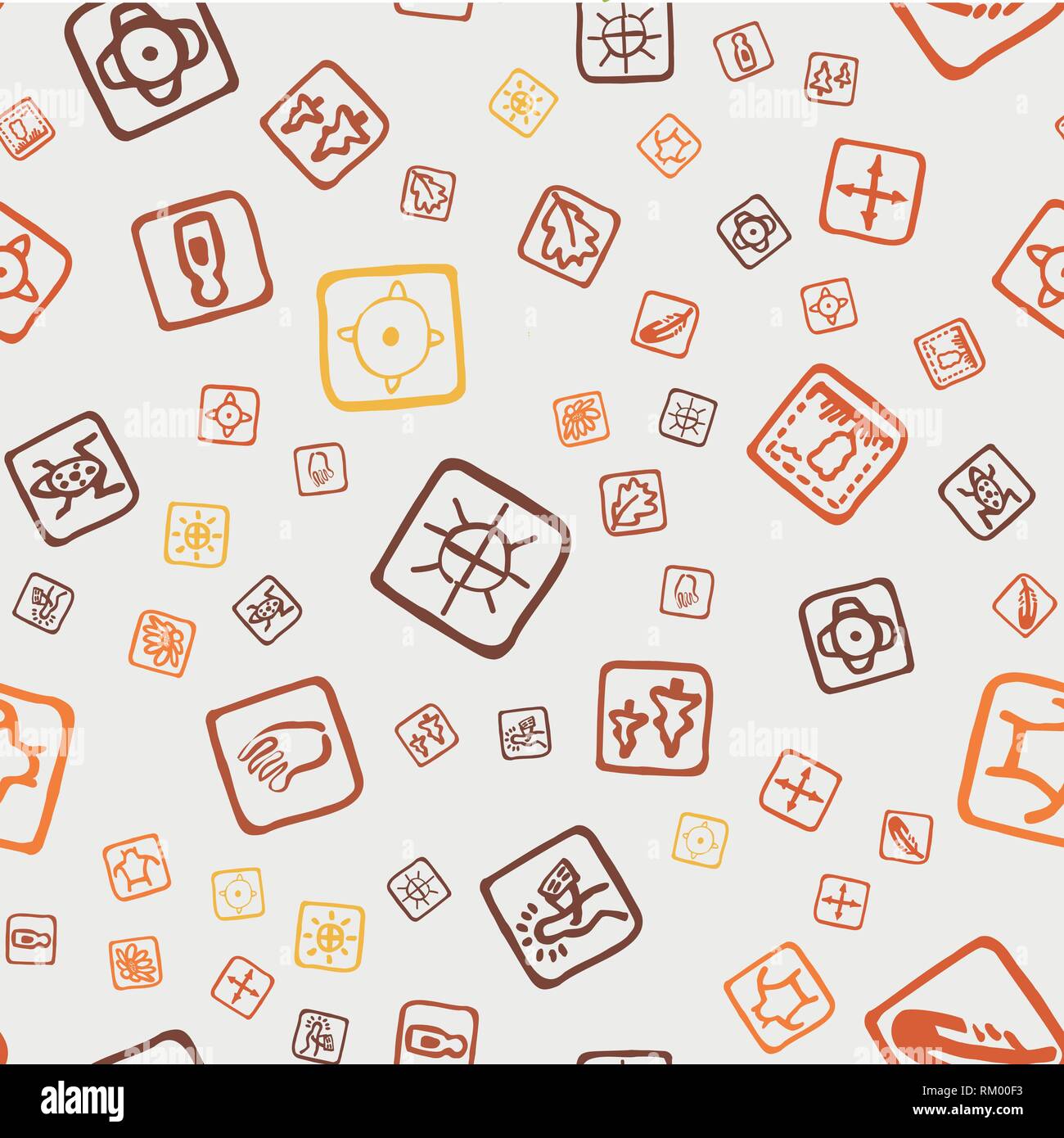 Vector streamless pattern with topographic icons. Drawing doodling map ...