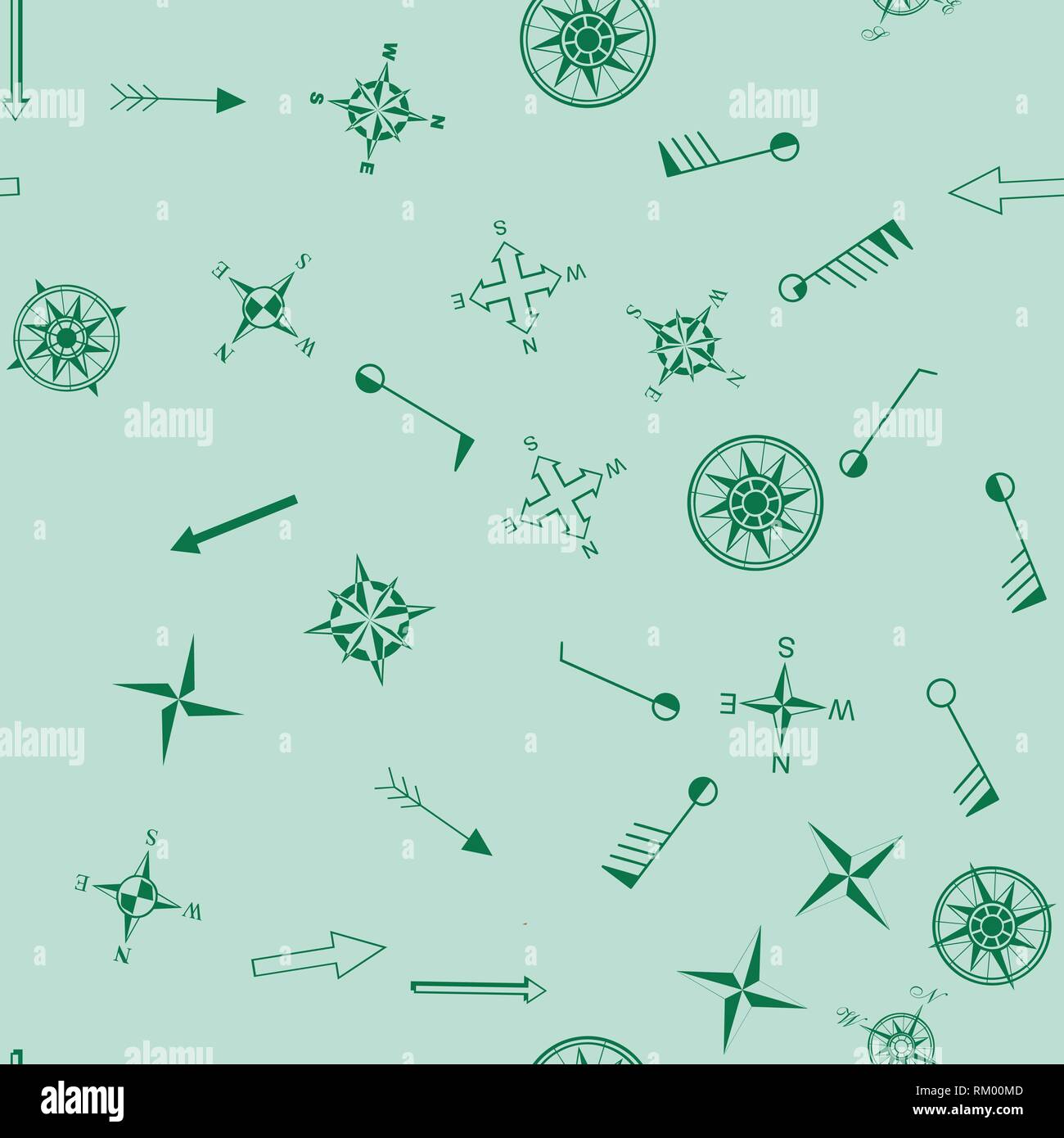 Compas and arrows icons for topographic maps. Streamless pattern Stock ...