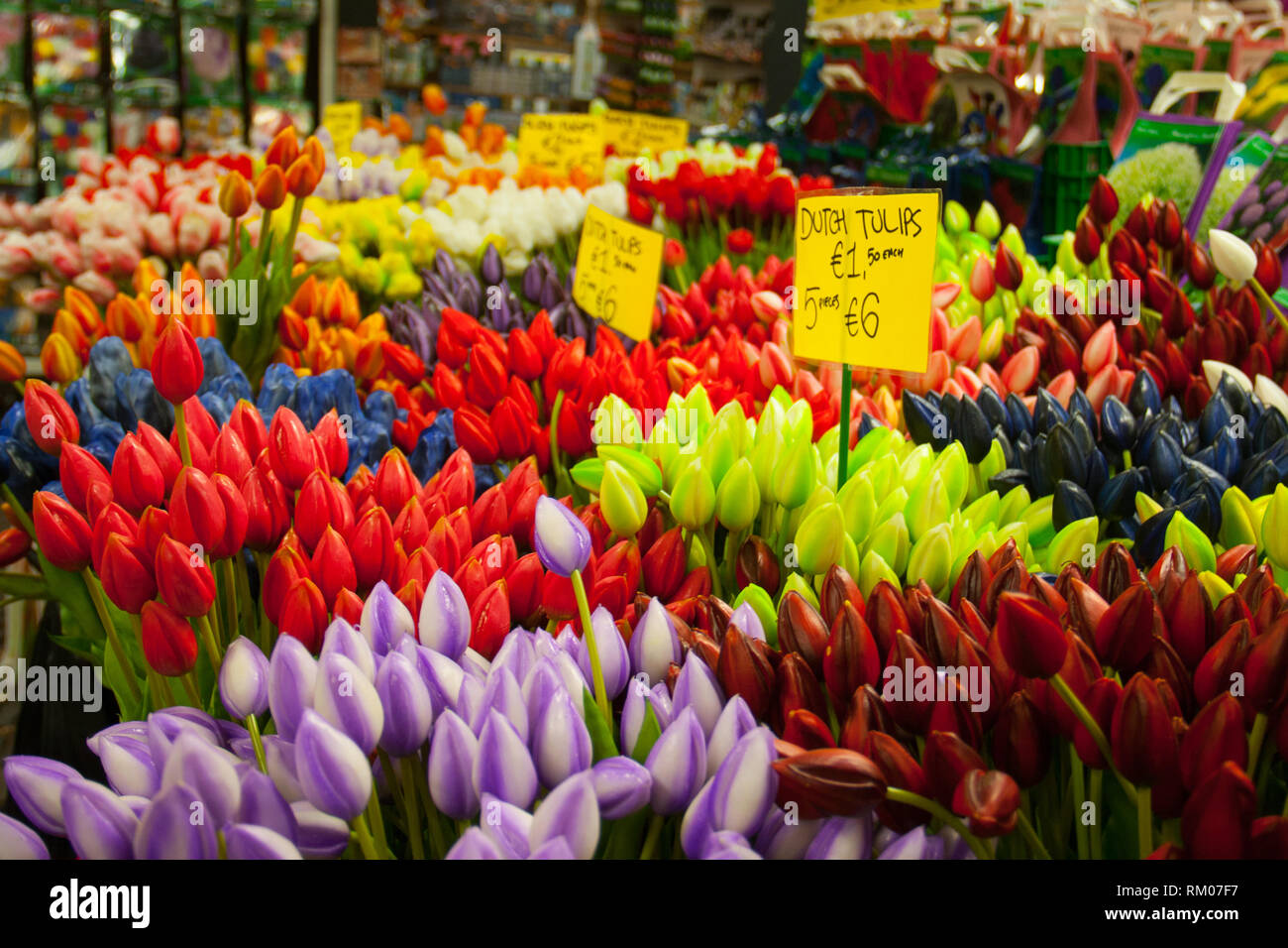 Colorful dutch tulips on Flower market in Amsterdam, Netherlands Stock ...