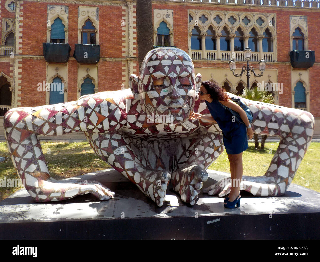 artistic great rabarama artist sculptures esposed on seafront of reggio ...