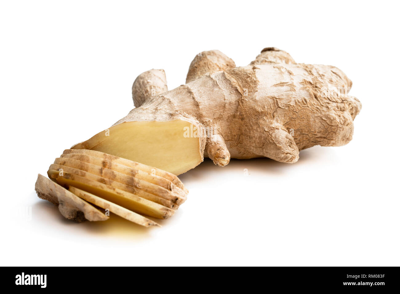 Fresh sliced ginger isolated on white background Stock Photo - Alamy