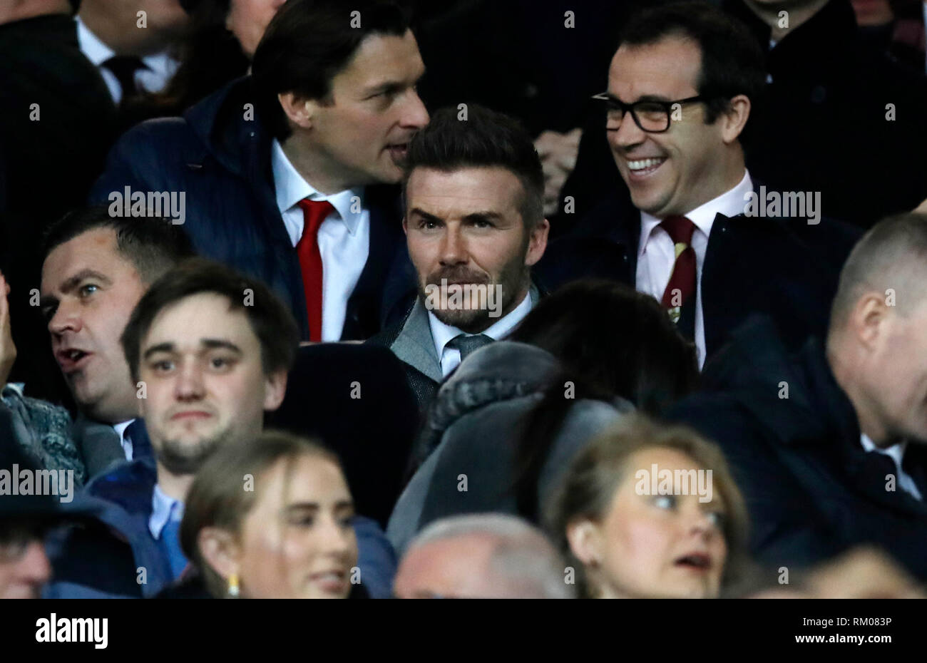 David Beckham in the stands during the UEFA Champions League round of ...