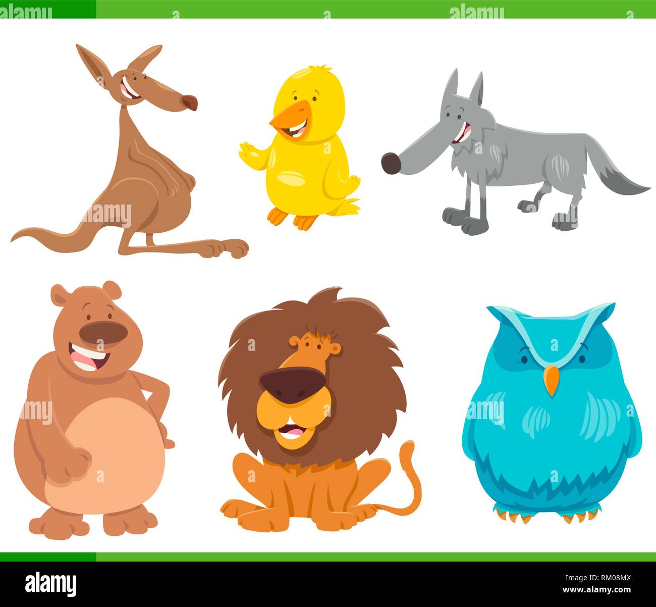 Cartoon Illustration of Funny Wild Animal Characters Set Stock Vector ...