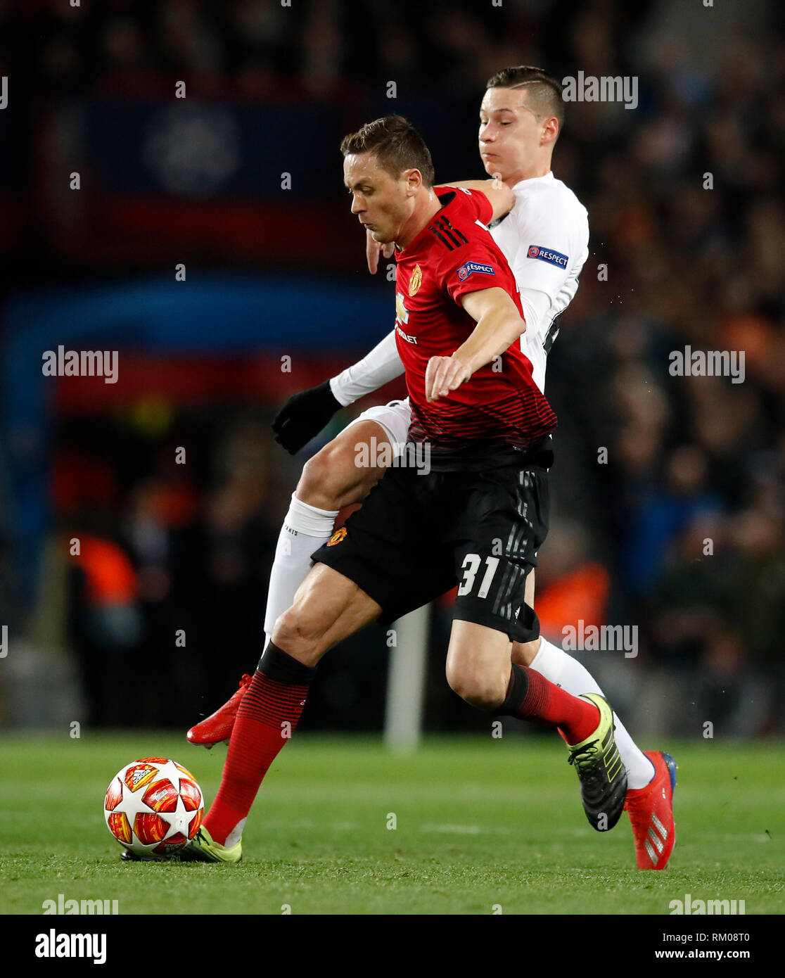 Manchester United's Nemanja Matic and Paris Saint-Germain's Julian ...