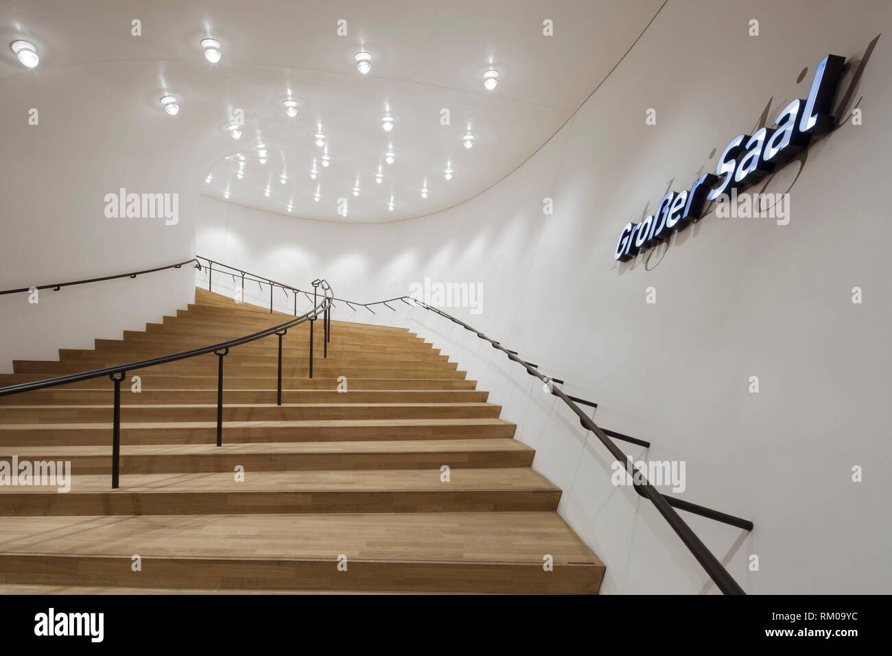 Architectural stairs detail of the interior of the Elbphilharmonie Hamburg, designed by Herzog ...