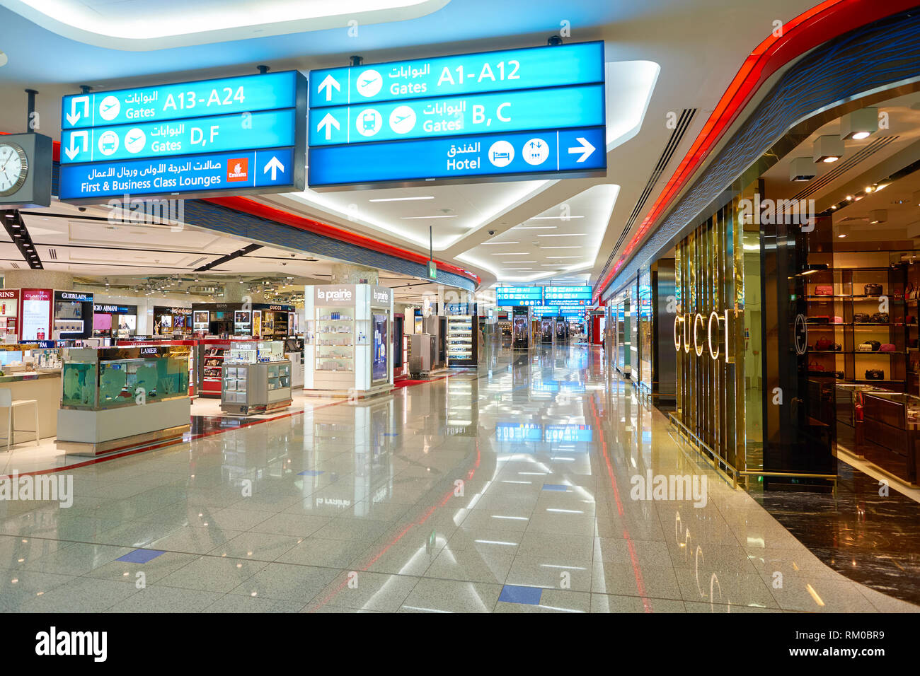 DUBAI, UAE - CIRCA NOVEMBER, 2016: inside Dubai International Airport ...
