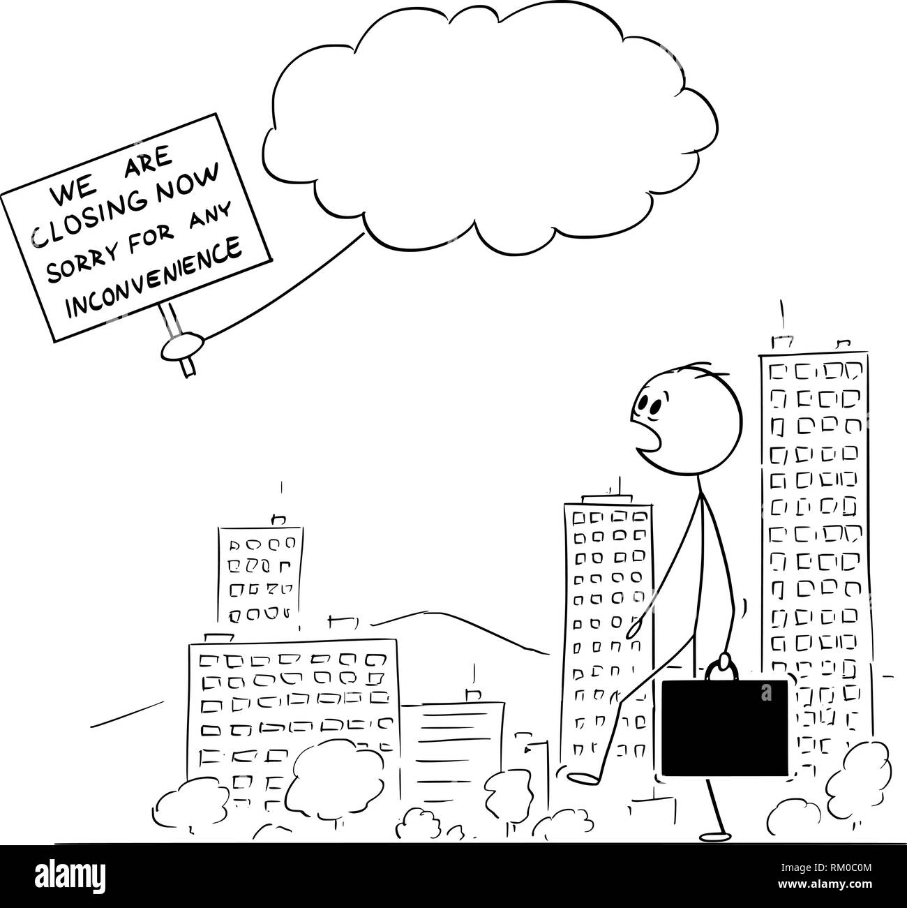 Cartoon of Man Walking on Street and Watching Message of Apology for ...