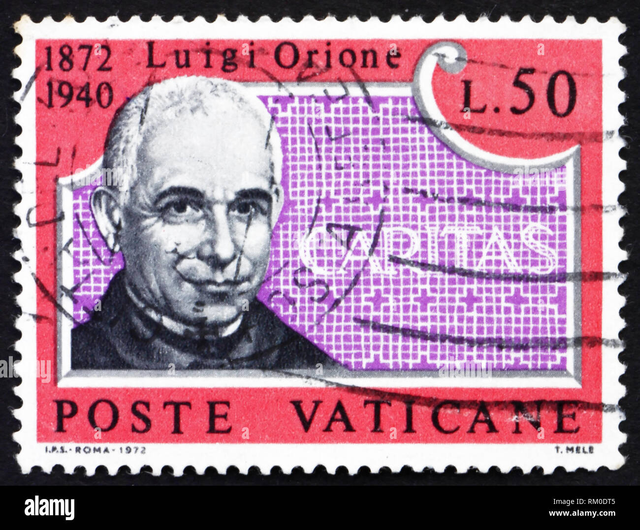 VATICAN - CIRCA 1972: a stamp printed in the Vatican shows Luigi Orione ...