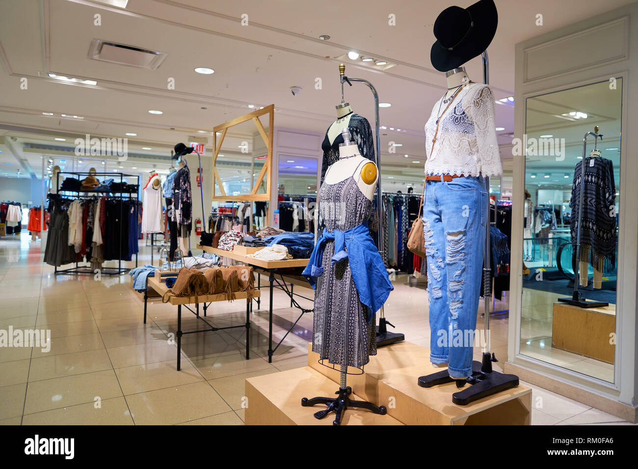 CHICAGO, IL - APRIL 01, 2016: inside Forever 21 store. Forever 21 is an ...