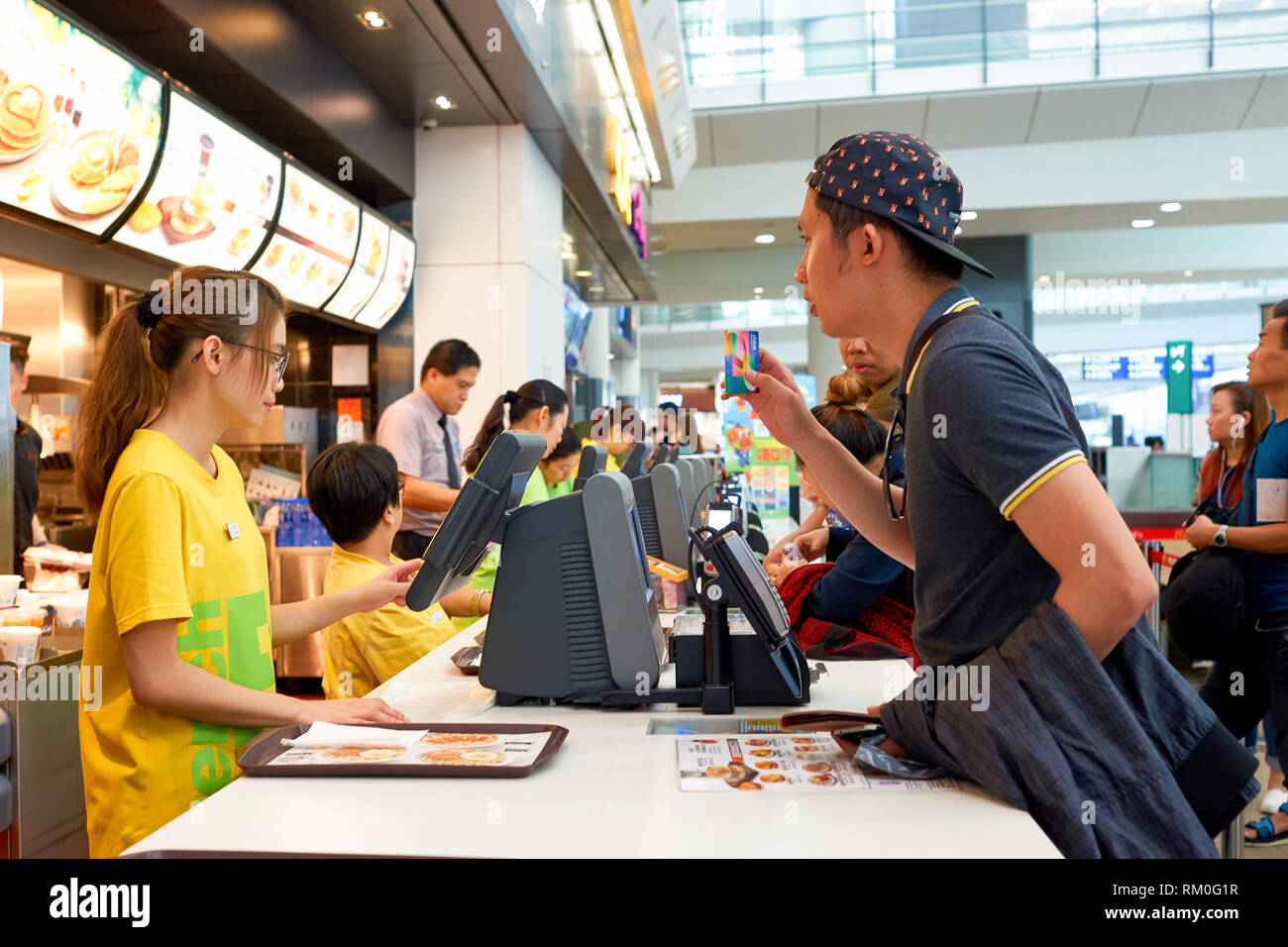 HONG KONG - CIRCA NOVEMBER, 2016: counter service in a McDonald's restaurant in Hong Kong ...