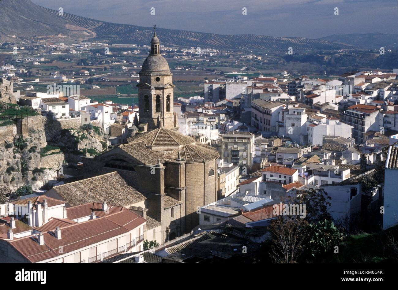 aerial view and church of Loja, Granada, Andalusia, Spain Europe Stock ...