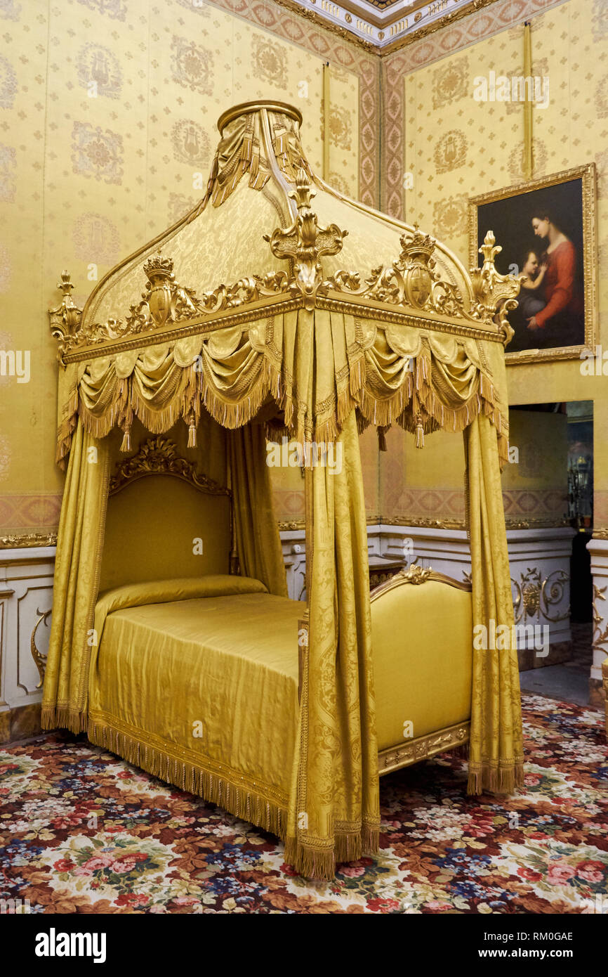 The interior of the first floor of the Pitti Palace, which houses the ...