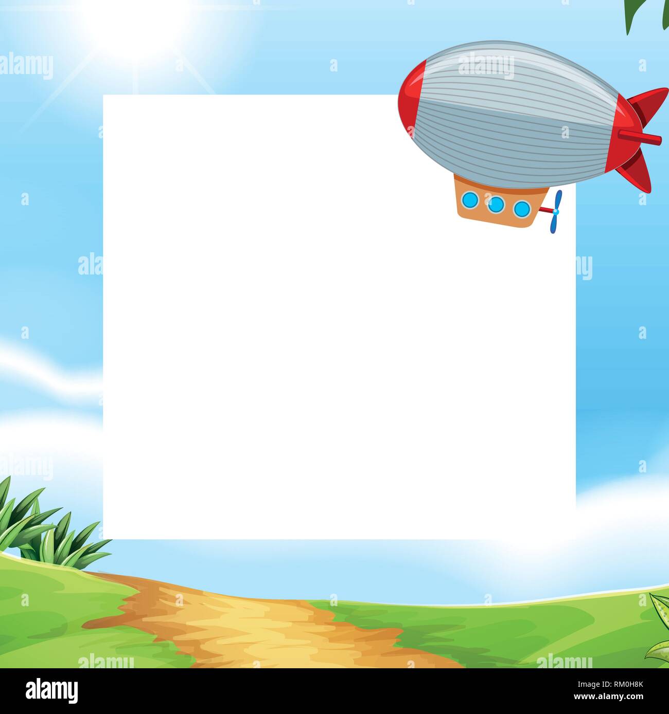 Airship in the sky border illustration Stock Vector Image & Art - Alamy