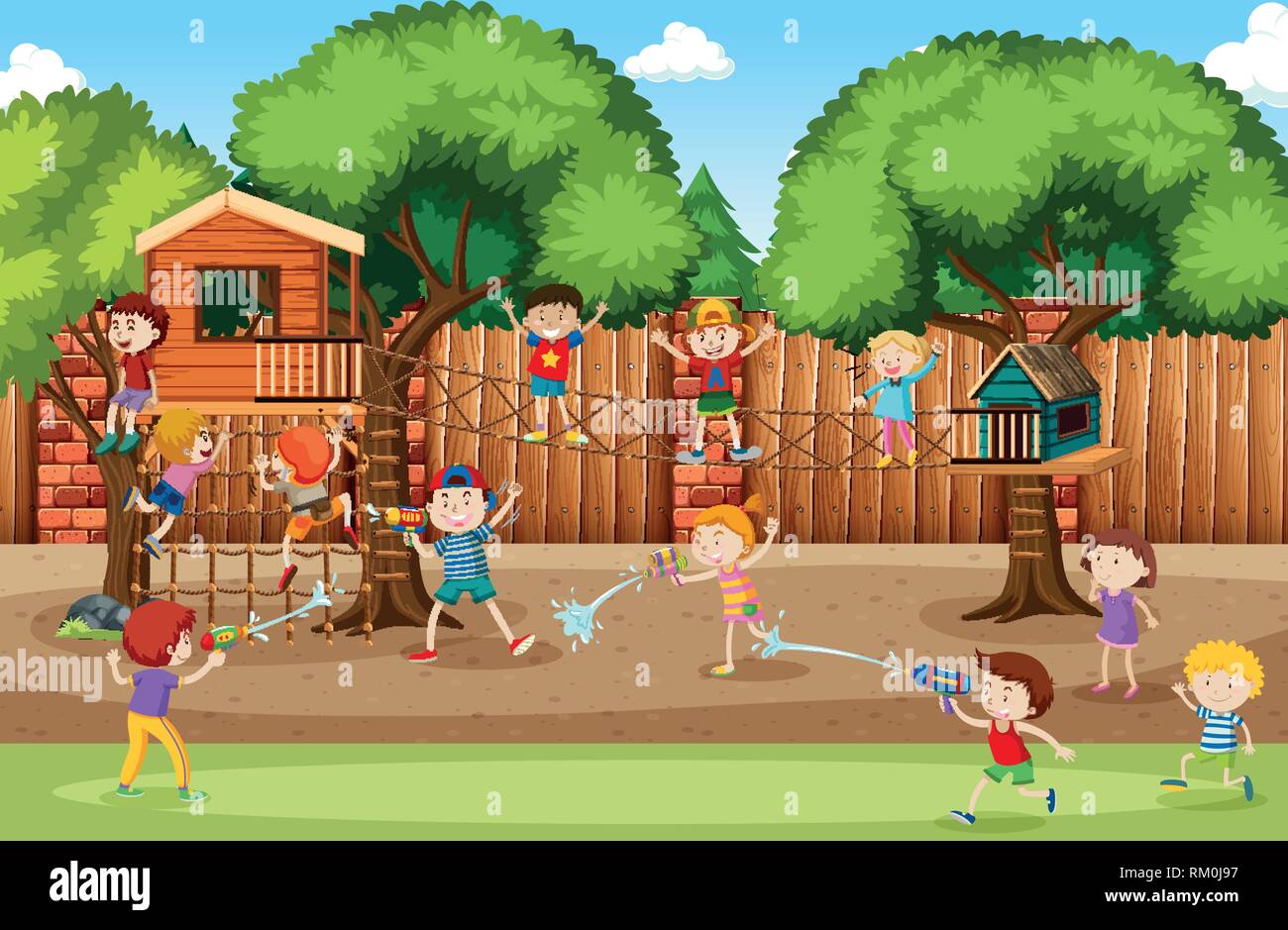 Children at the playground illustration Stock Vector Image & Art - Alamy