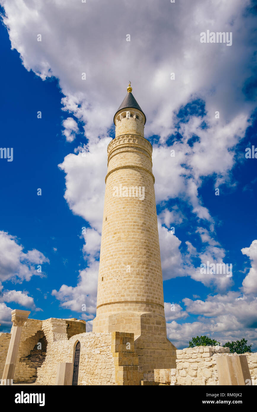 Big Minaret of Ruins of Cathedral Mosque. Bolghar, Russia Stock Photo ...