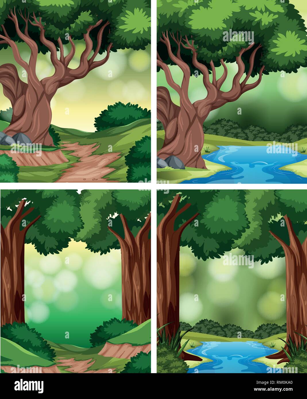 Set of tropical rainforest background illustration Stock Vector Image ...