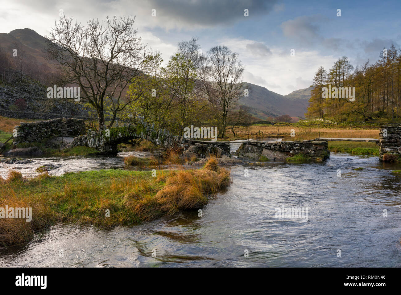 Slater Bridge over the River Brathay in the Lake District National Park ...