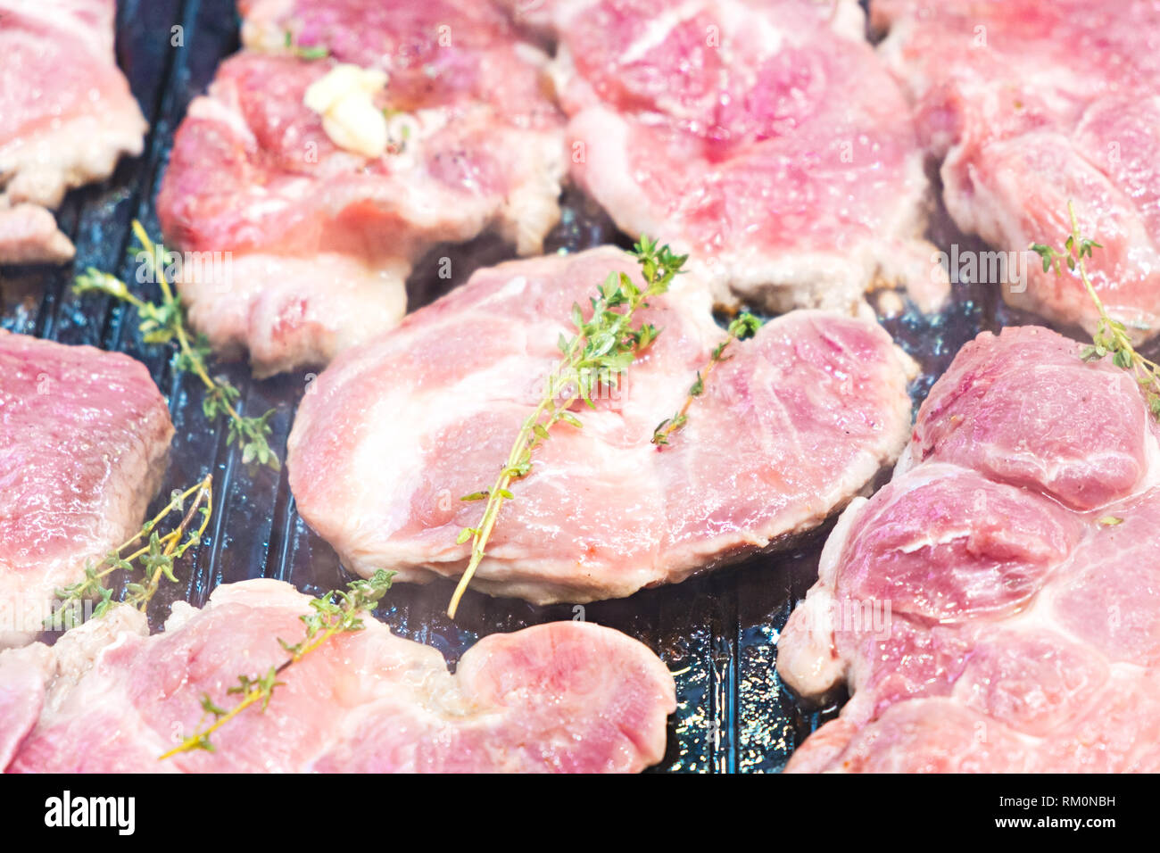 grilled meat cooked in a restaurant Stock Photo - Alamy