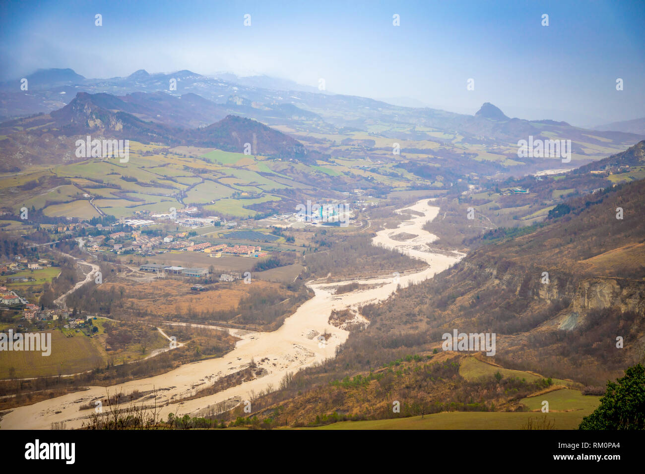 River flooding after exceptional rain near Rimini, Italy Stock Photo ...