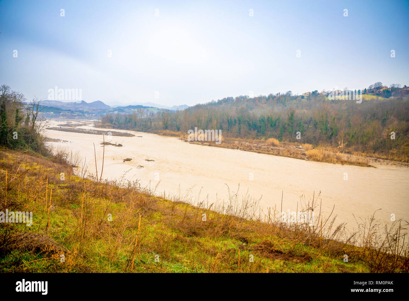 River flooding after exceptional rain near Rimini, Italy Stock Photo ...