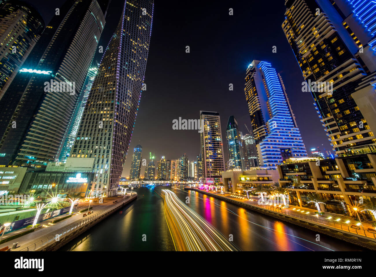 Night view of Dubai Marina Stock Photo - Alamy