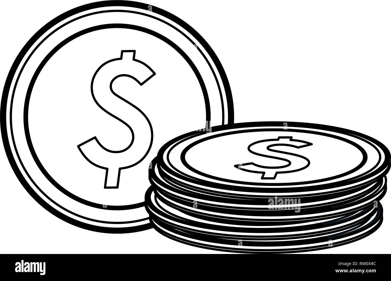 coins money cartoon black and white Stock Vector Image & Art - Alamy