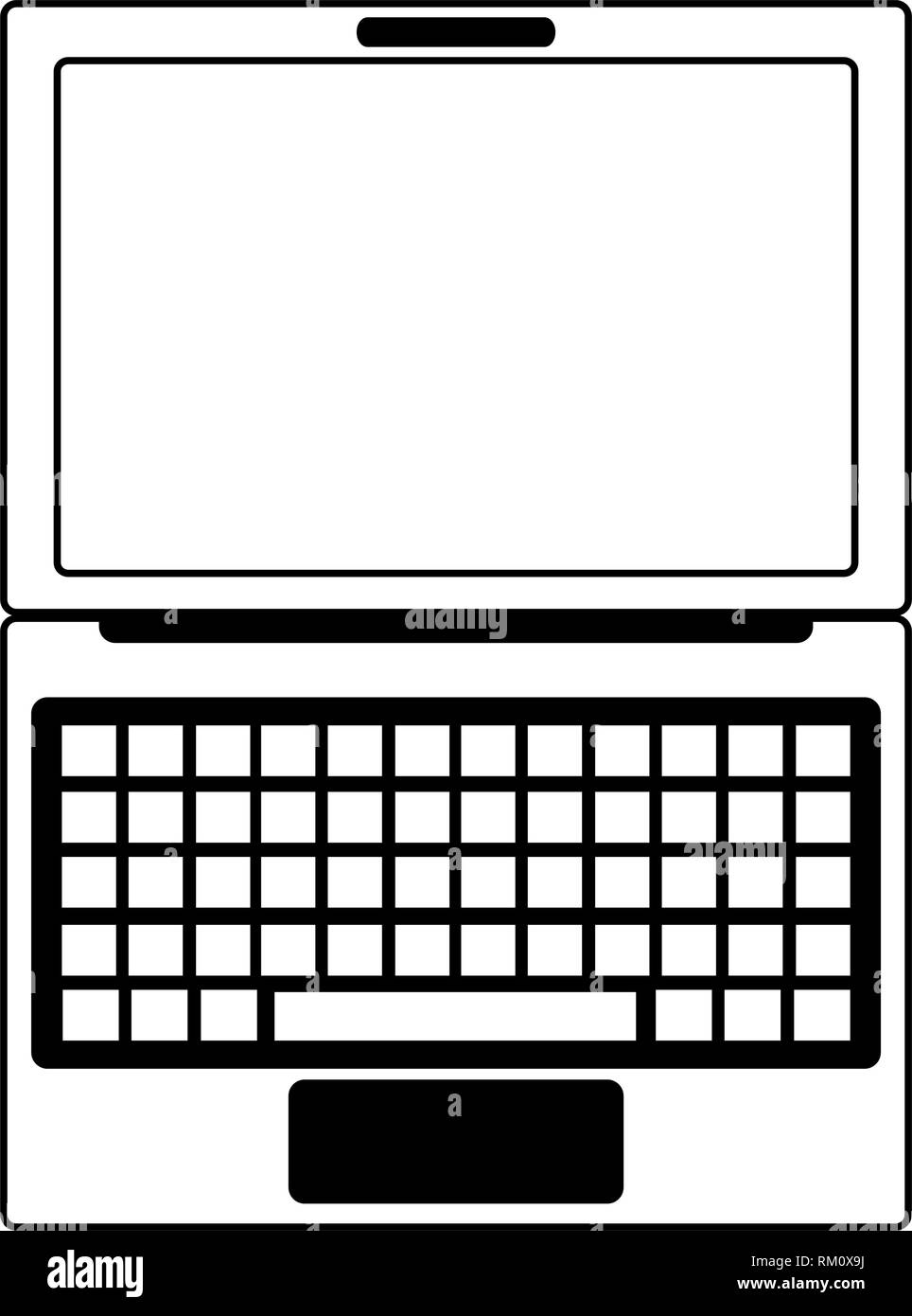 laptop computer tehnology symbol black and white Stock Vector Image ...