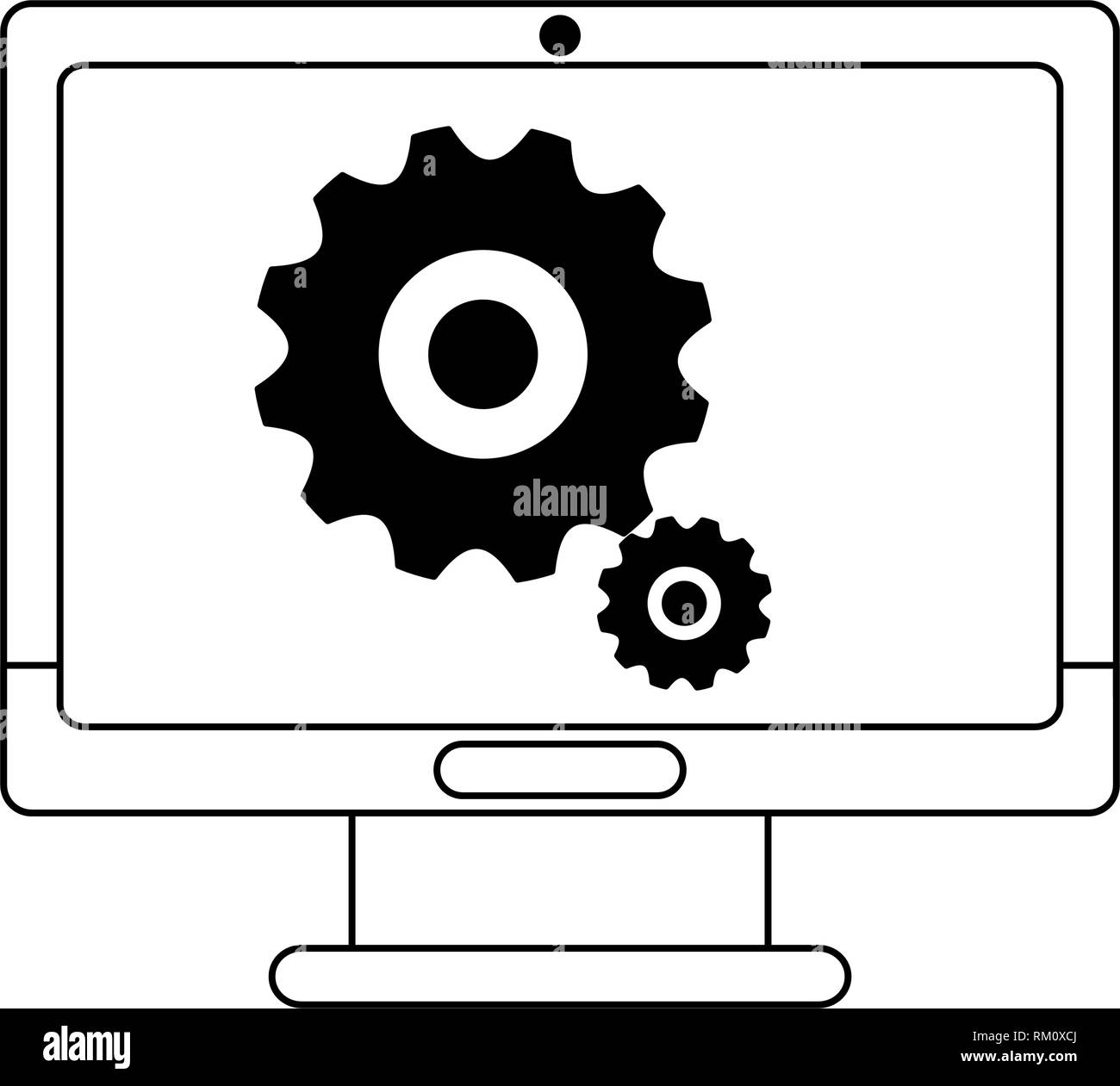 computer screen with gears black and white Stock Vector Image & Art - Alamy