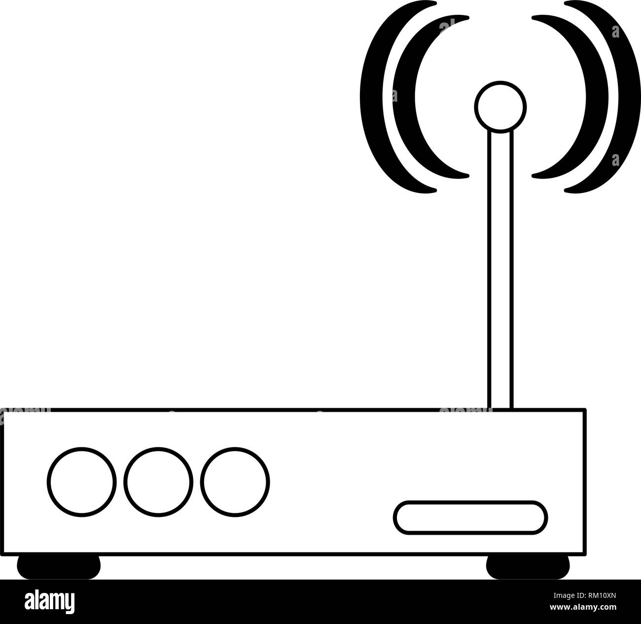 wifi internet router symbol in black and white Stock Vector Image & Art ...