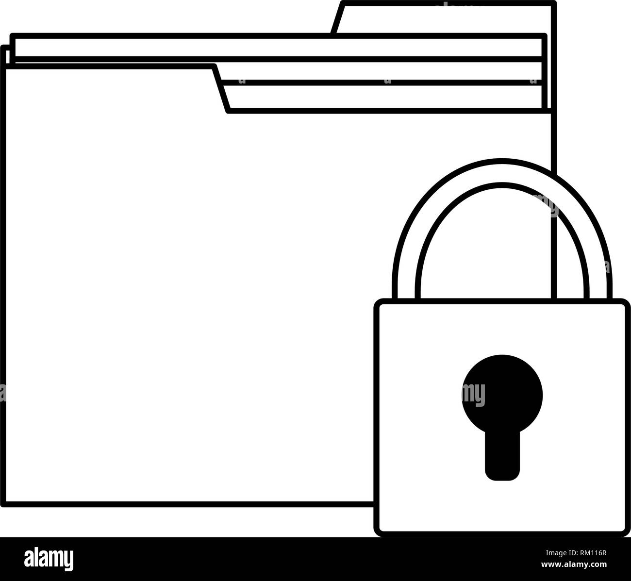 Computer padlock folder icon Black and White Stock Photos & Images - Alamy