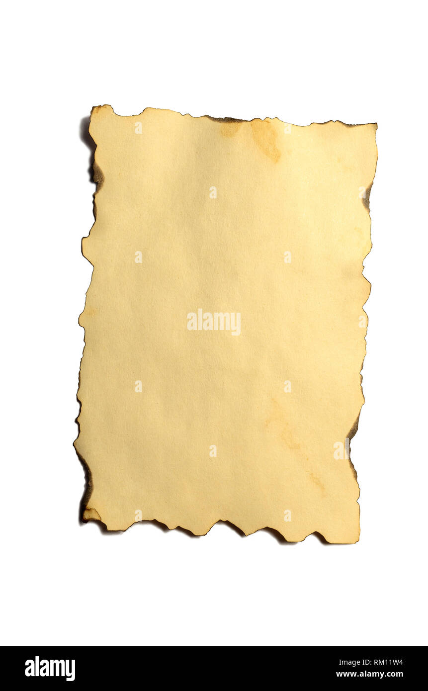 Old blank piece of antique vintage crumbling paper manuscript or ...