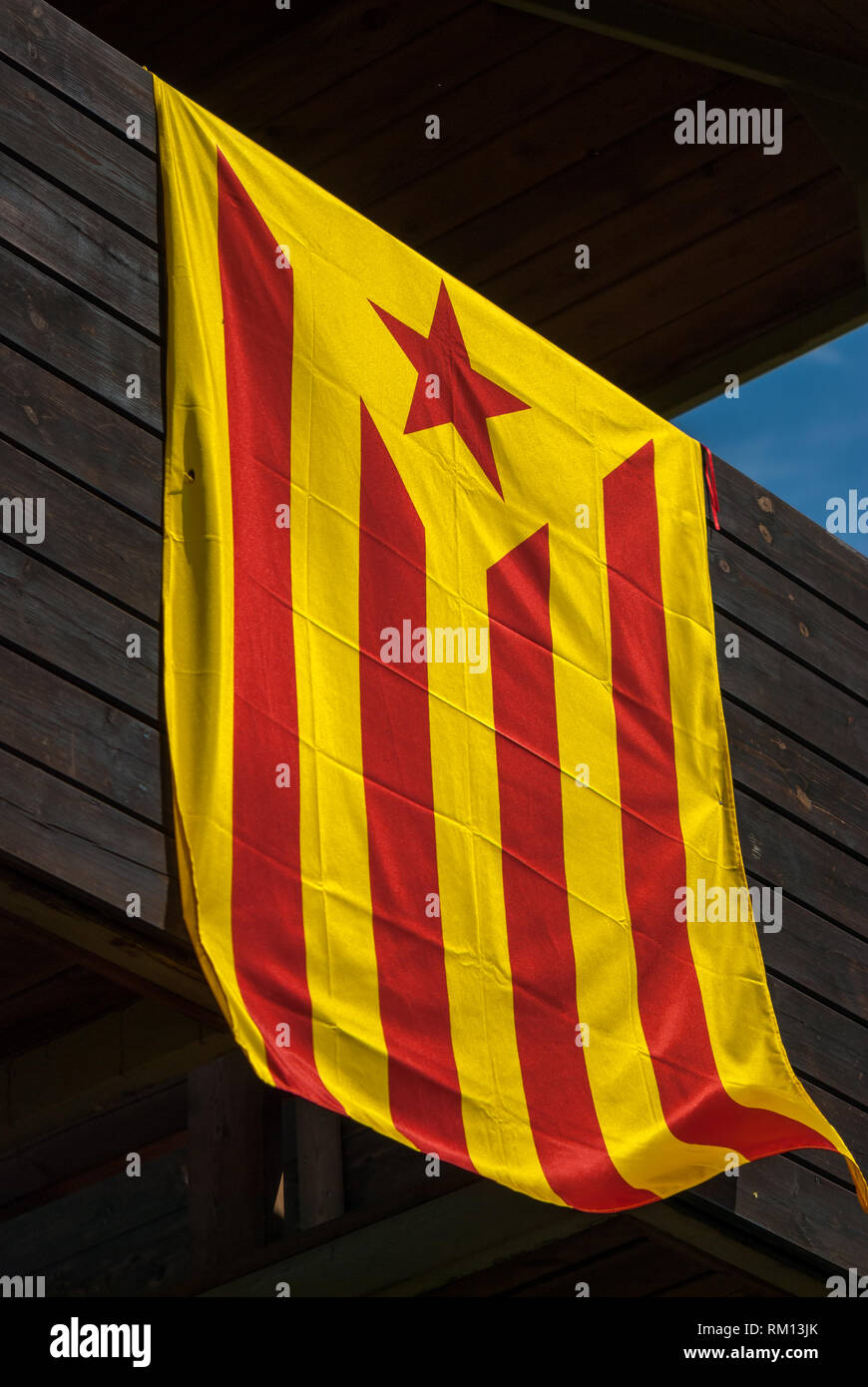 catalan independece flag, estelada, on a view point, balcony Stock ...
