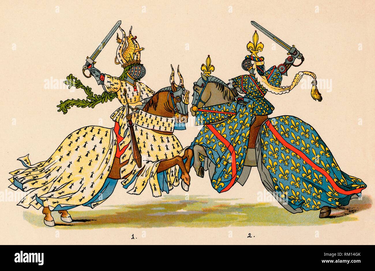 Knights in battle, 1899. Creator: Adam Gatternicht Stock Photo - Alamy