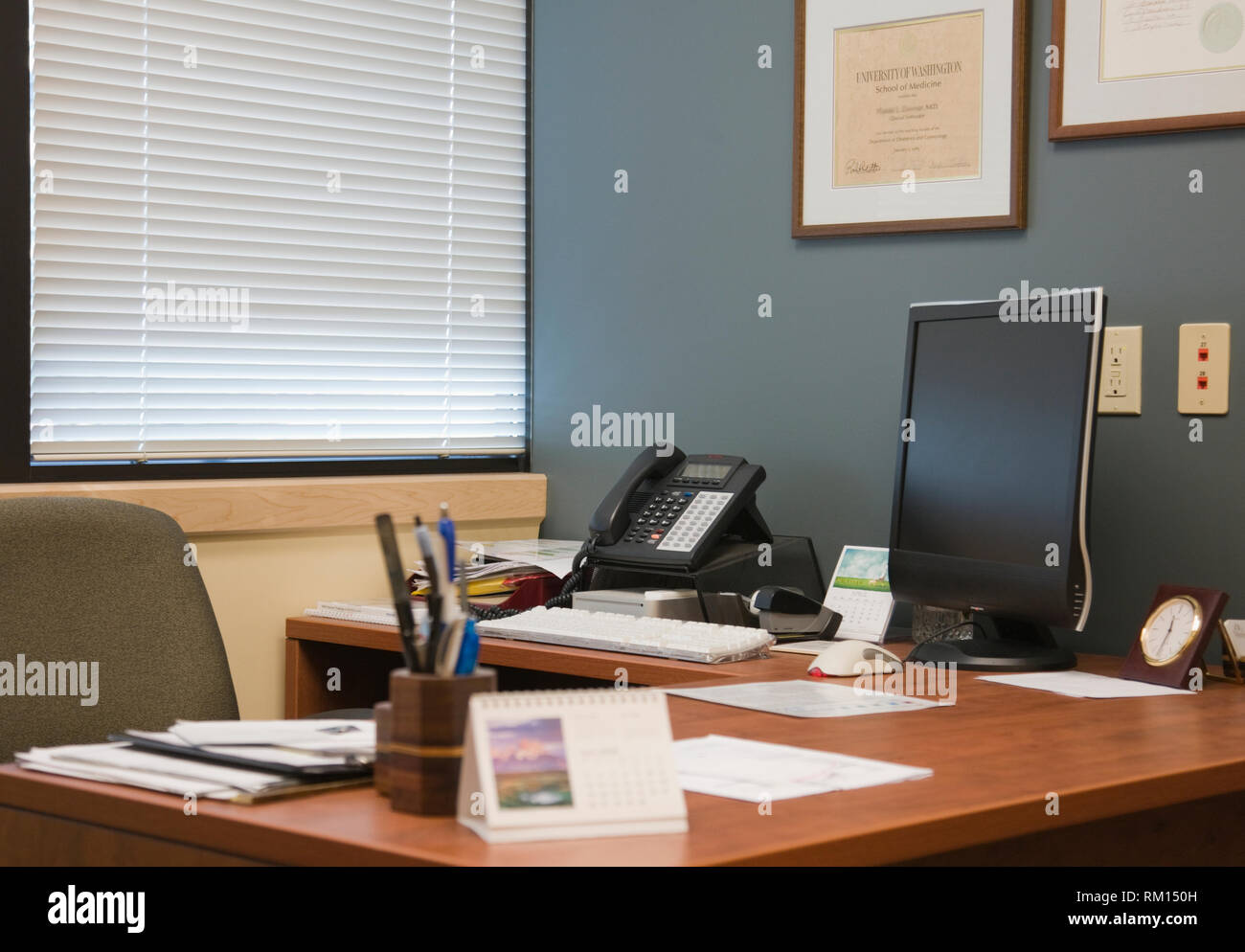 Computer Monitor and Office Space Stock Photo - Alamy