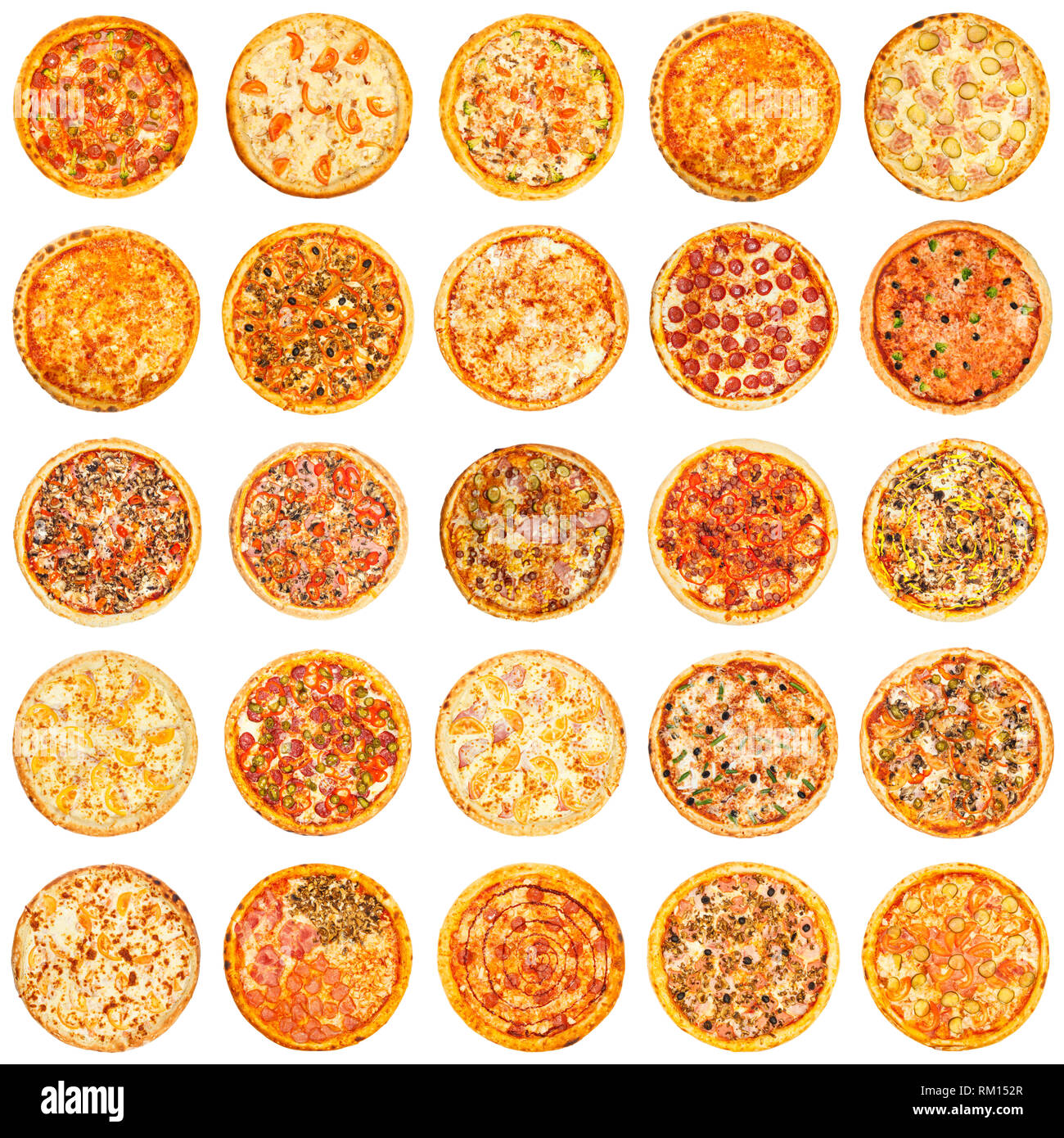 Set of different kind of pizza isolated on white background Stock Photo ...
