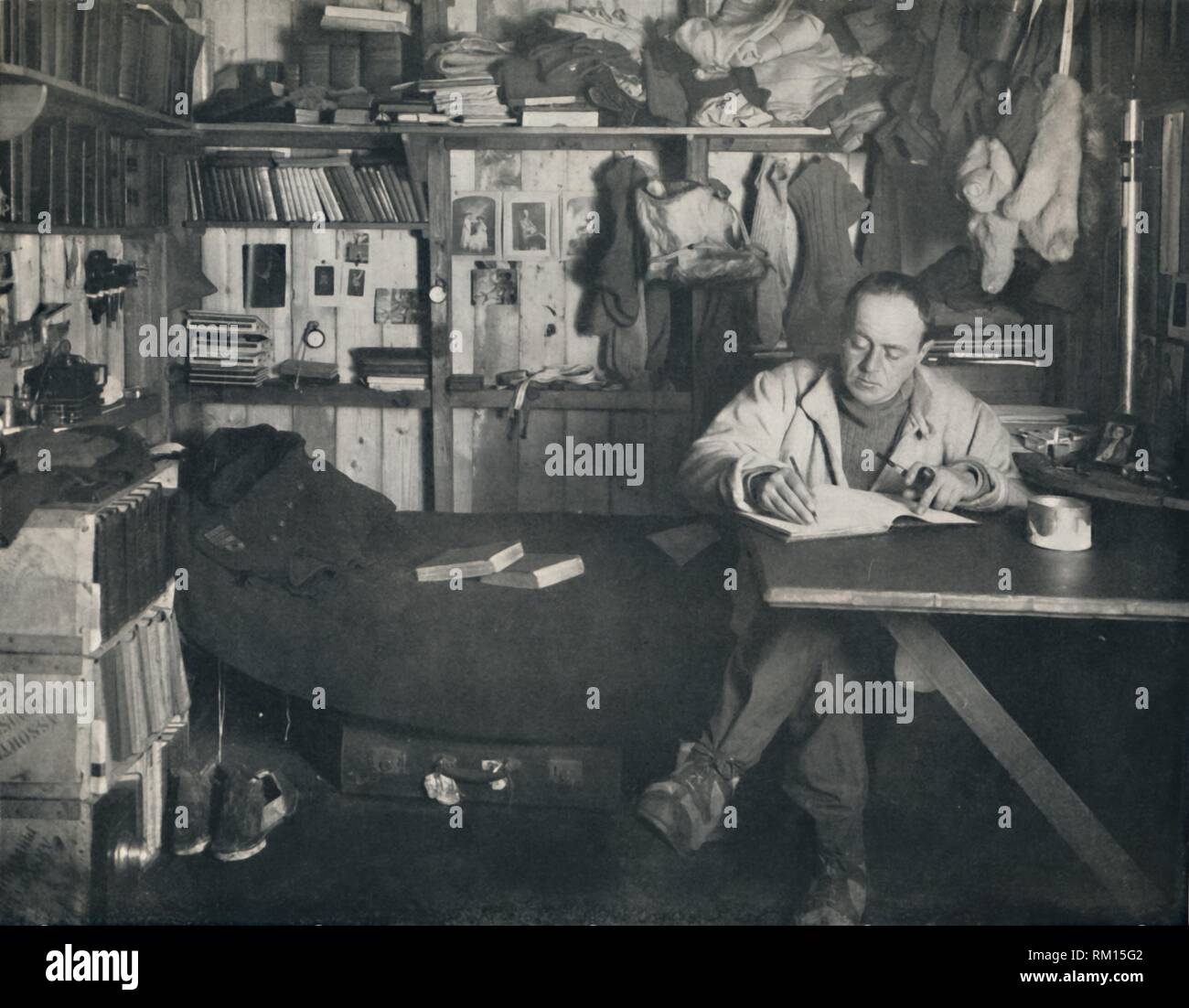 'Captain Scott Writing His Diary in the Hut at Cape Evans', c1911 ...