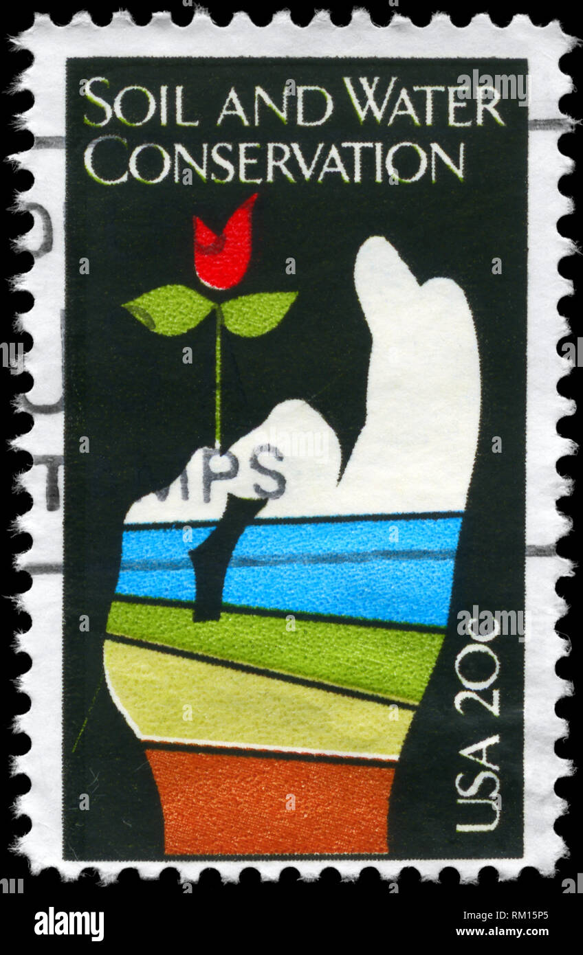 USA - CIRCA 1984: A Stamp printed in USA devoted to Soil and Water ...
