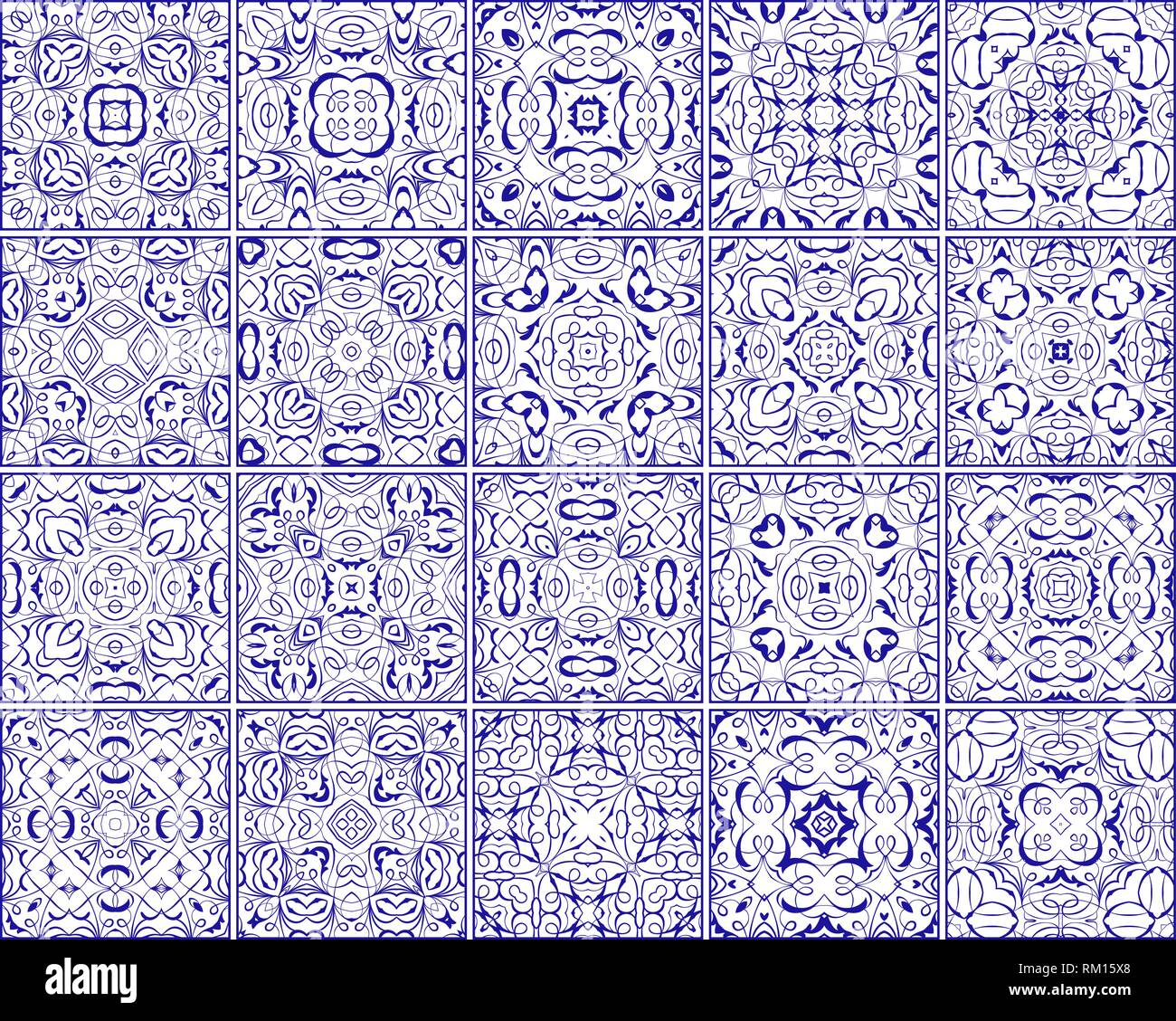 Simple set of ornate tiles. Square patterns in arabic style Stock ...
