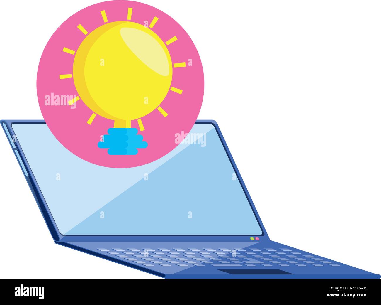 laptop computer with light bulb vector illustration design Stock Vector ...
