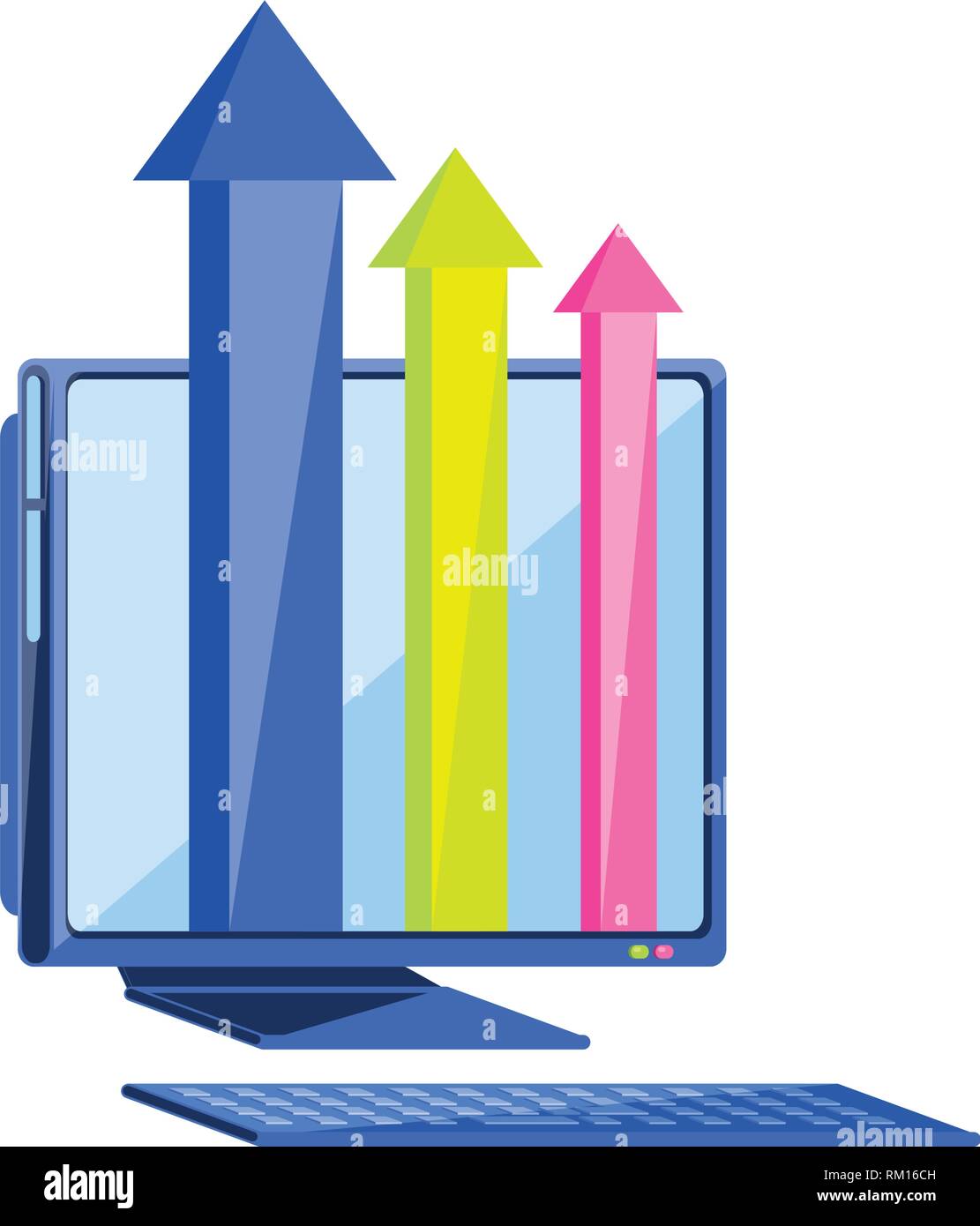 desktop computer with arrows up vector illustration design Stock Vector ...