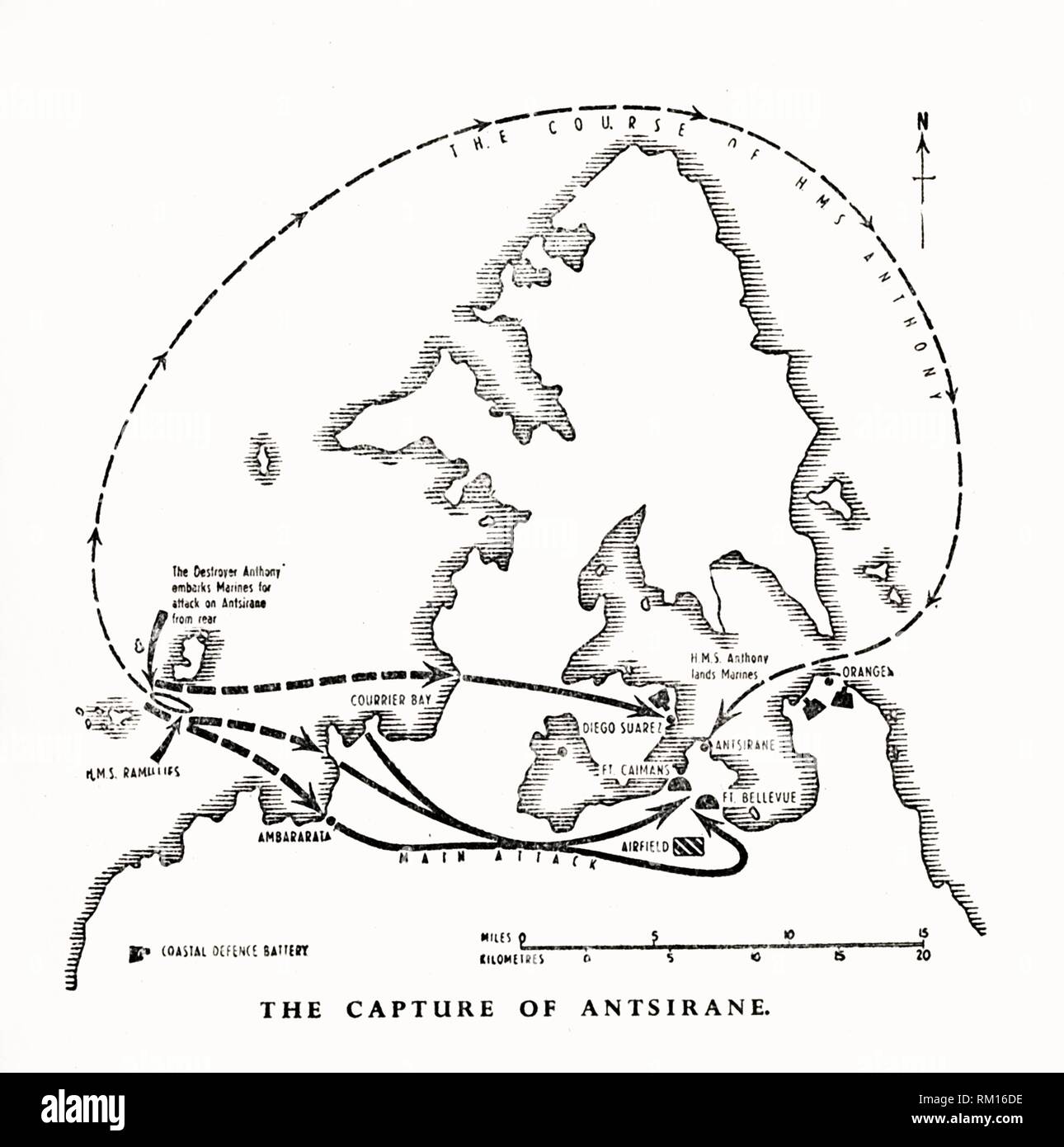 The capture of Antsiranana, Madagascar, by the Royal Marines, World War ...