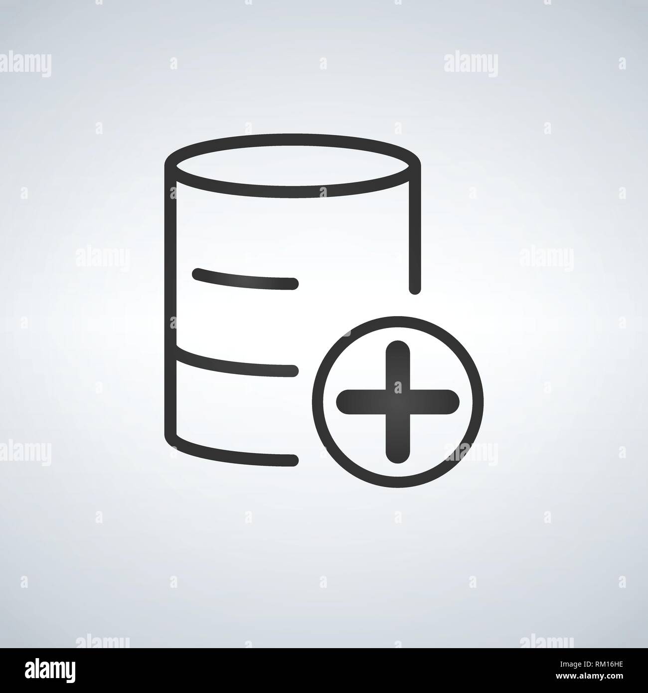Add to database linear black icon. Vector illustration isolated on ...